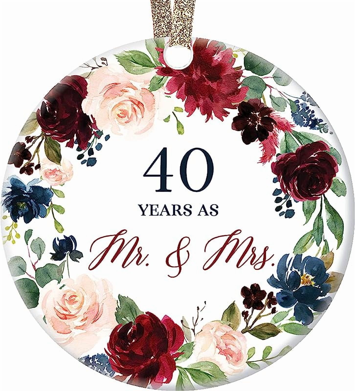 40th Anniversary Floral Ornament, 40 Years Together as Husband and Wife ...