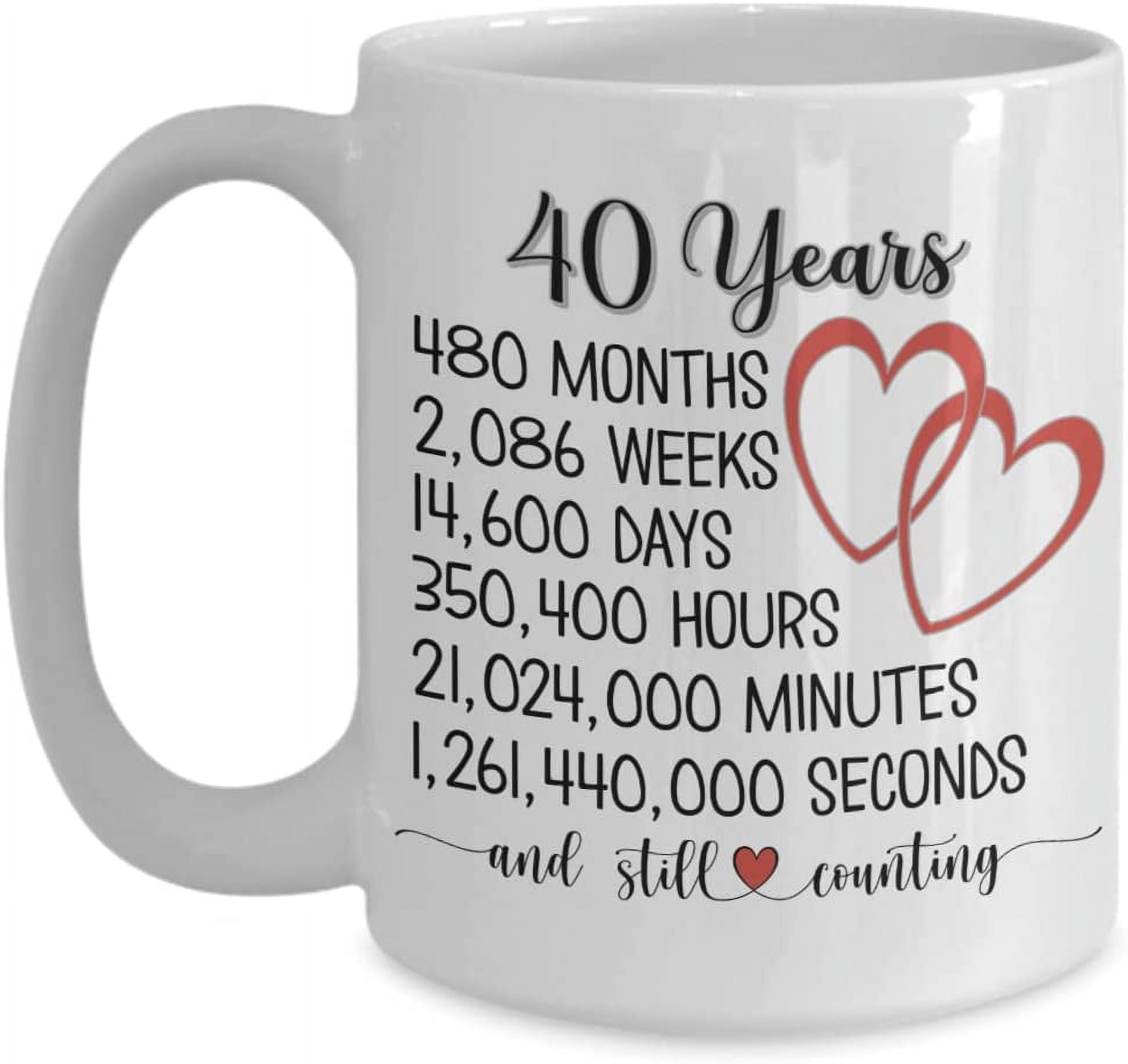 40th Anniversary Mug for Husband Wife Couples Celebrating Forty Years Marriage Cute Romantic ...