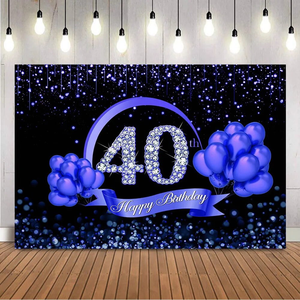 40th Birthday Backdrop Purple Balloons for Women Party Decoration ...