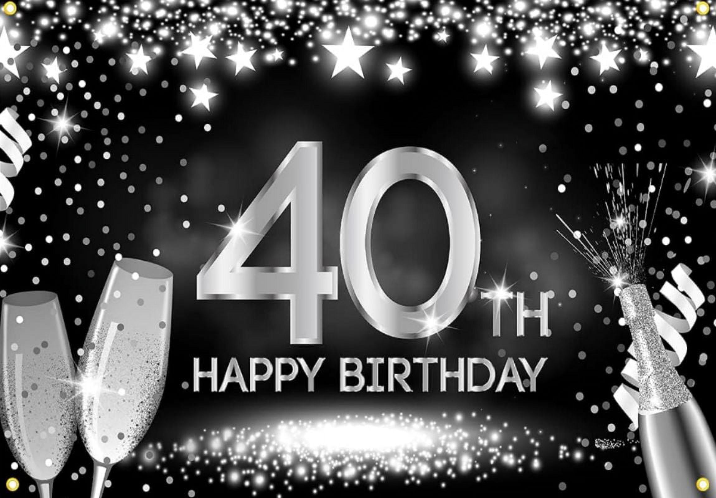 Happy 40th Birthday rations Backdrop Banner Purple Gold Women 40 Years ...