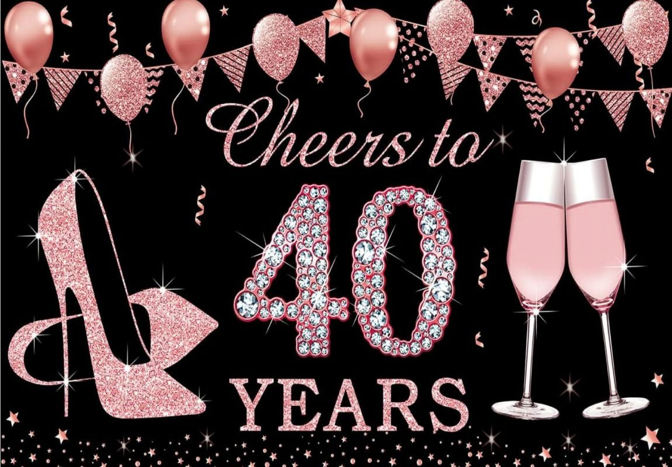 40th Birthday rations Cheers to 40 Years Banner Rose Gold 40 Year Old ...