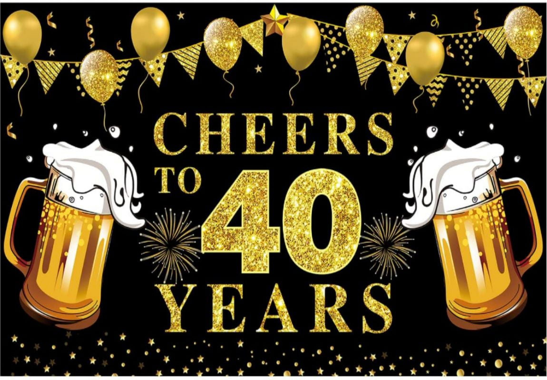 40 Birthday rations Backdrop Banner Happy 40th Birthday Women Red Black ...