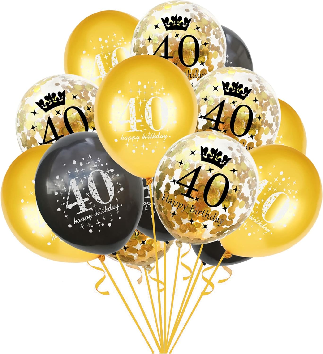 40th Birthday Balloons Black and Gold 40 Birthday Decorations for Men ...