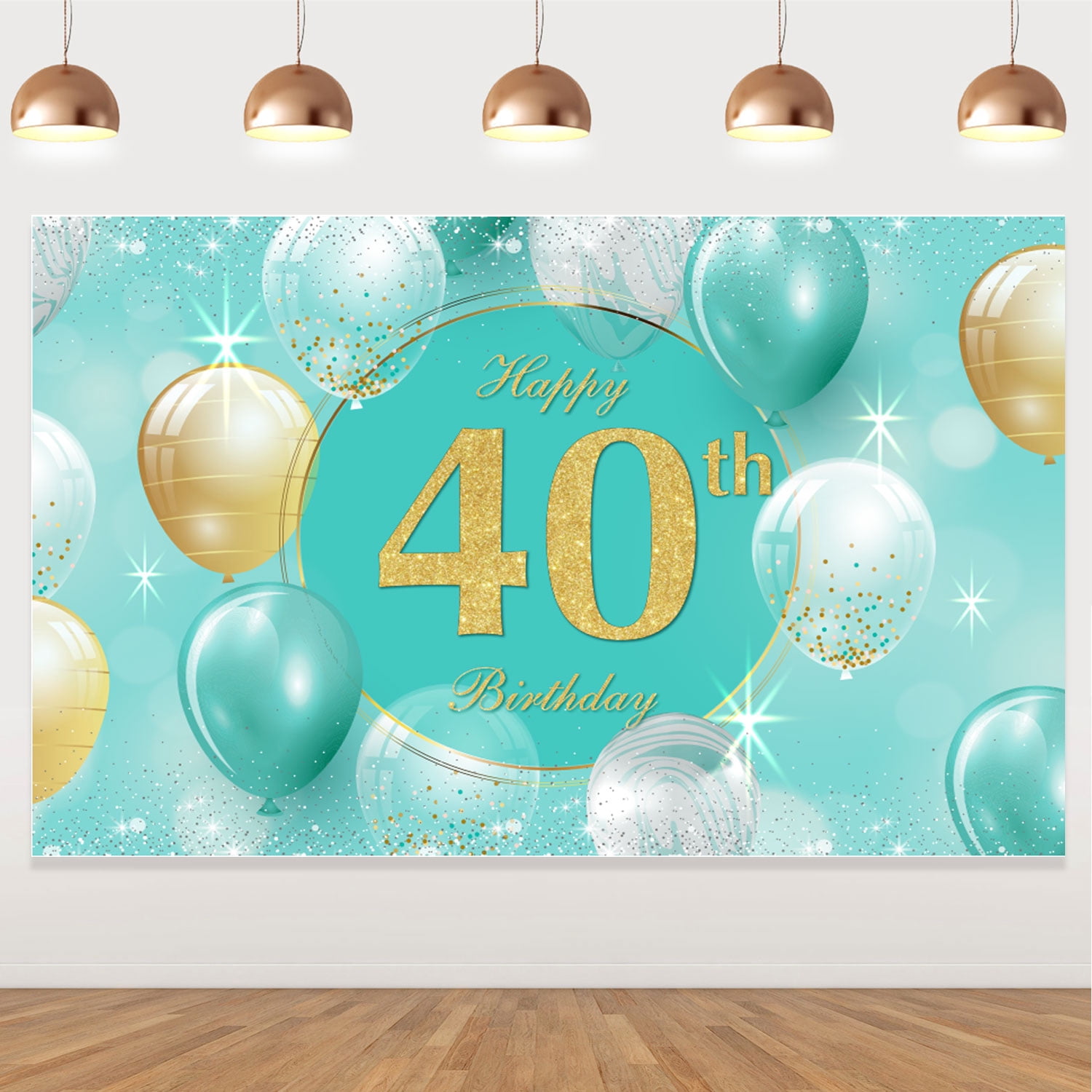 40th Birthday Banner Backdrop, Happy 40th Birthday Backdrop Banner ...