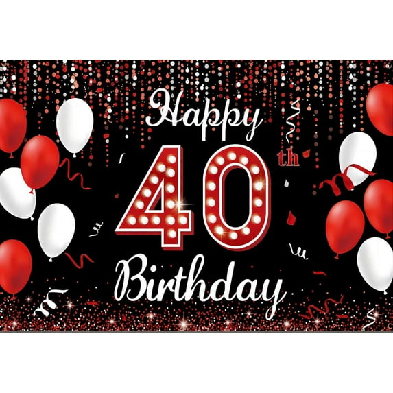 40th Birthday Banner Backdrop rations for Women Happy 40 Year Old Party ...