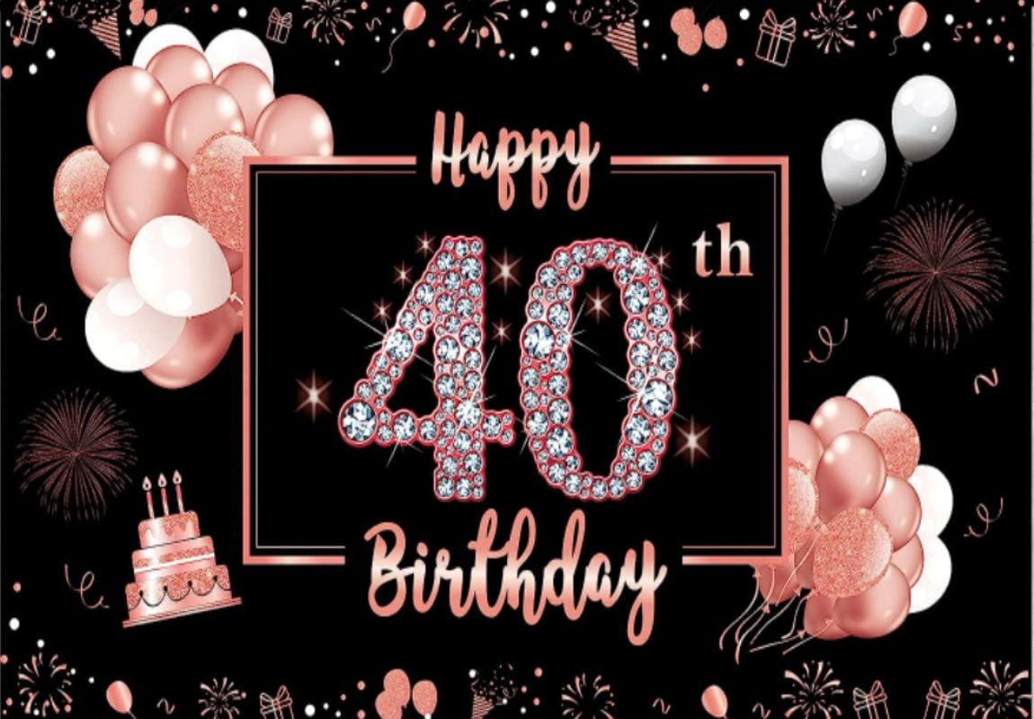 40th Birthday Banner Backdrop rations for Women Happy 40 Year Old Party ...