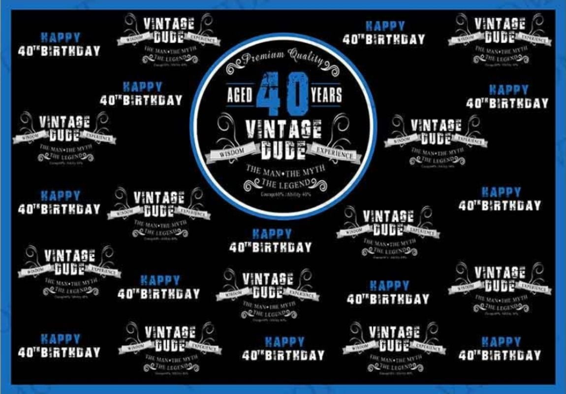 40th Birthday Banner Backdrop rations for Women Happy 40 Year Old Party ...