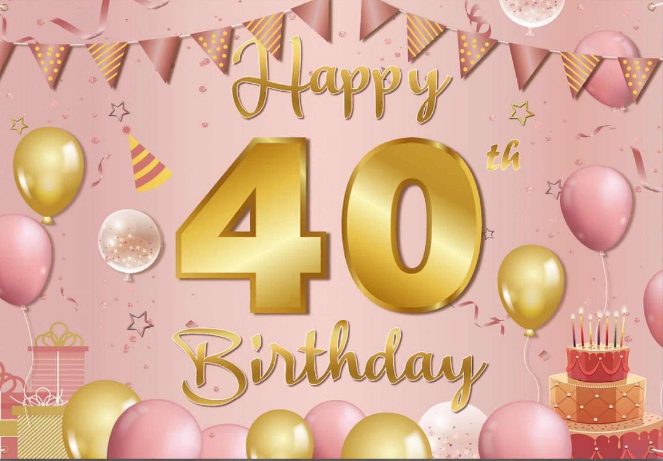 40th Birthday Banner Background 40th Birthday ration Black Silver Photo ...