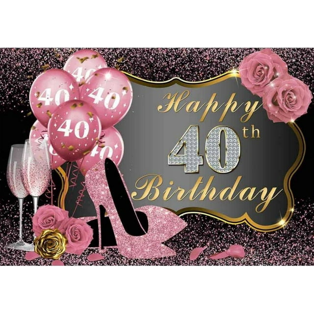 40th Birthday Banner Background 40th Birthday ration Black Silver Photo ...