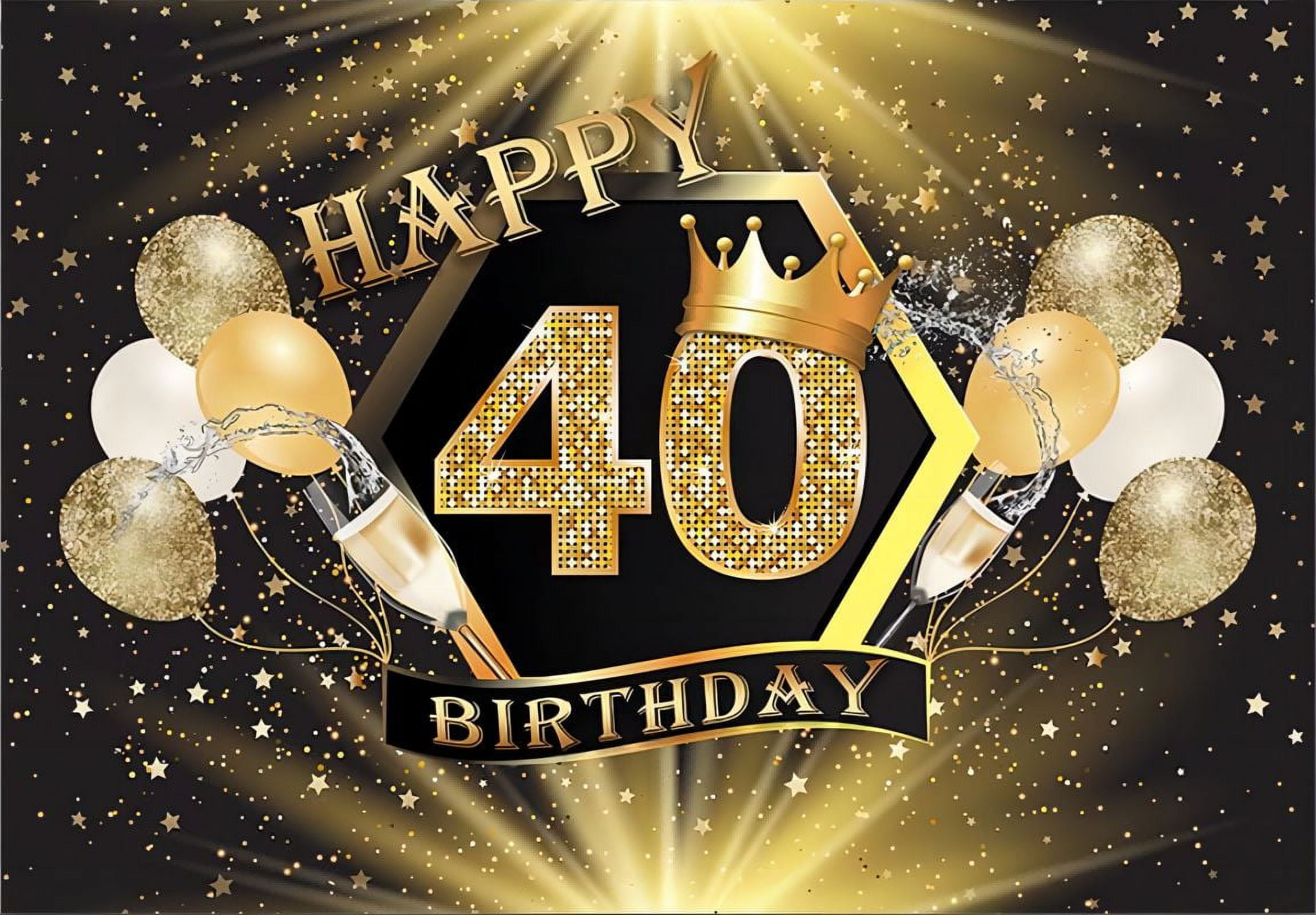 40th Birthday Banner Background 40th Birthday ration Black Silver Photo ...