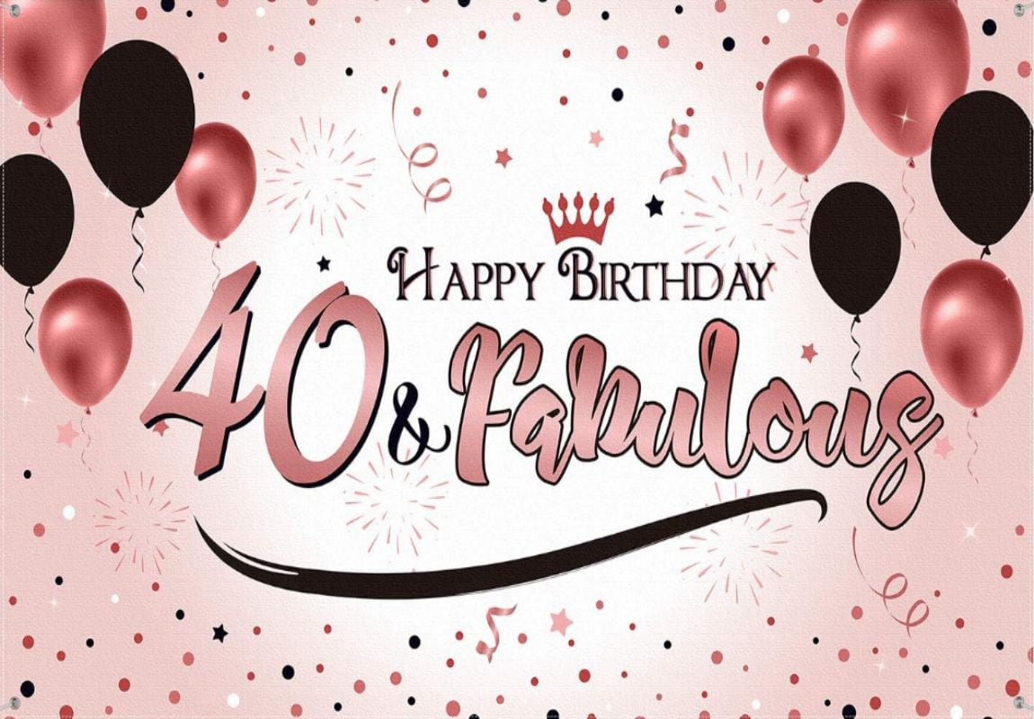 40th Birthday Banner Background 40th Birthday ration Black Silver Photo ...