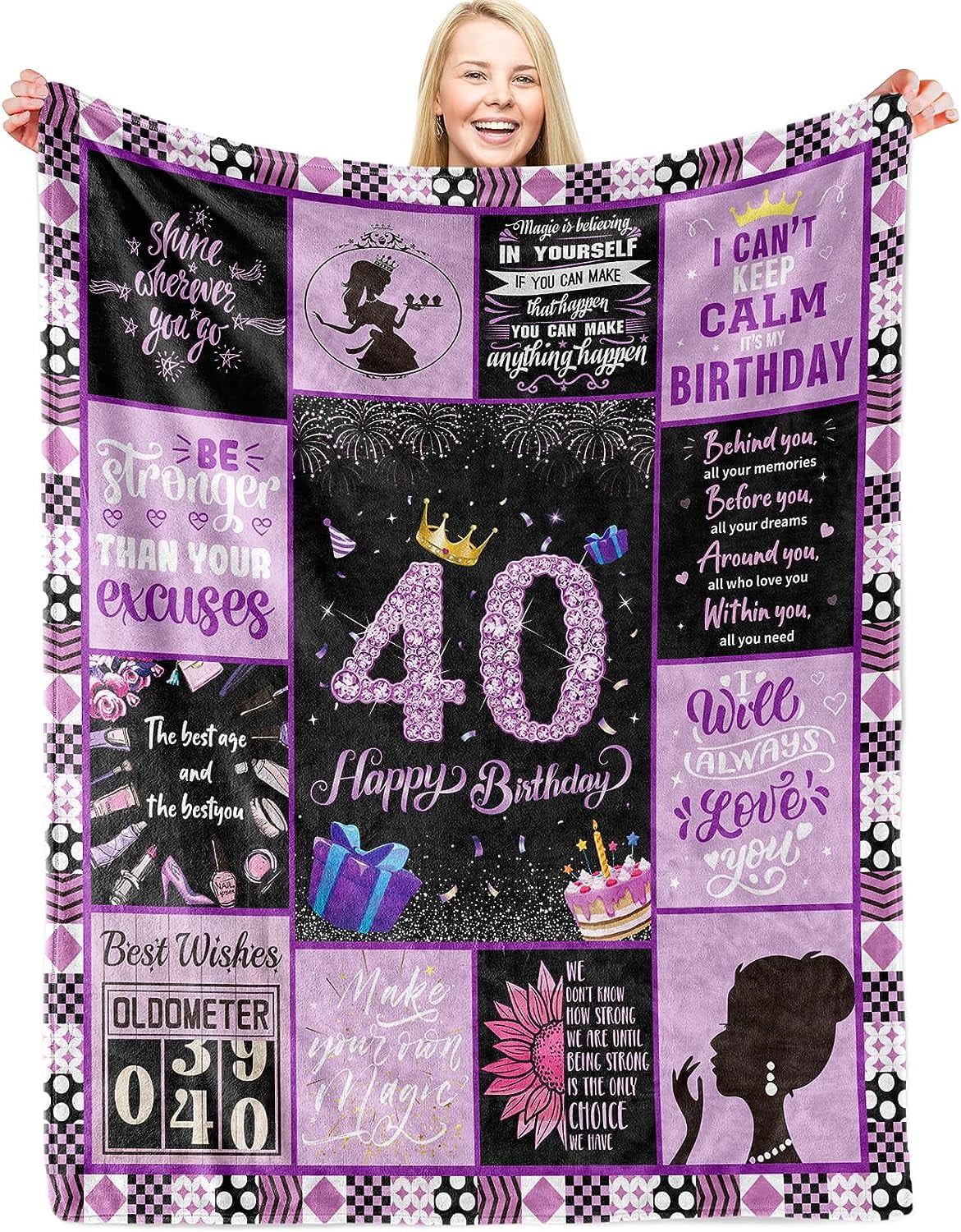 40th Birthday Blankets for Women, 40th Birthday Blanket 60"x80" Women ...