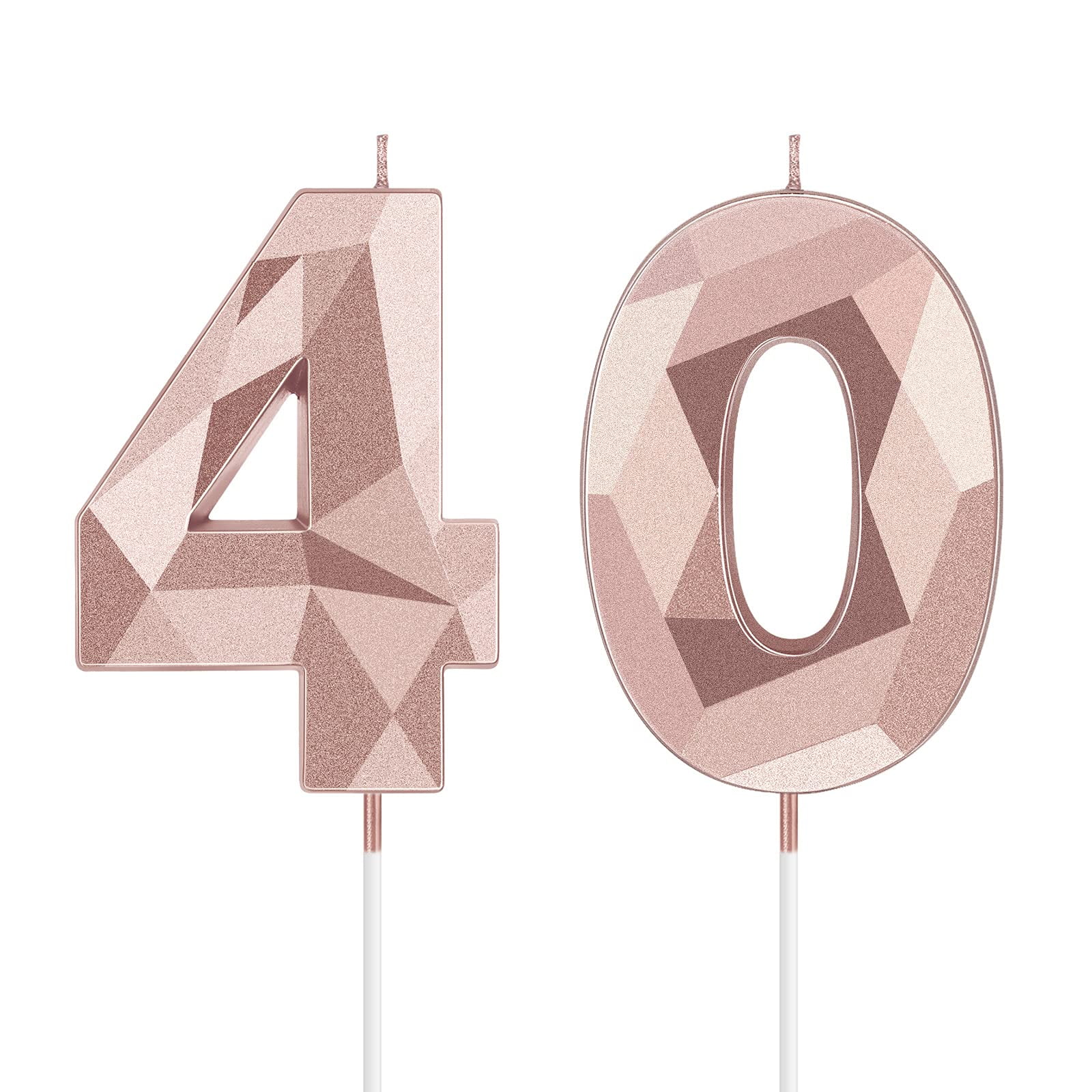 40th Birthday Candles, Number 40 Candles Happy Birthday Cake Topper 3D ...