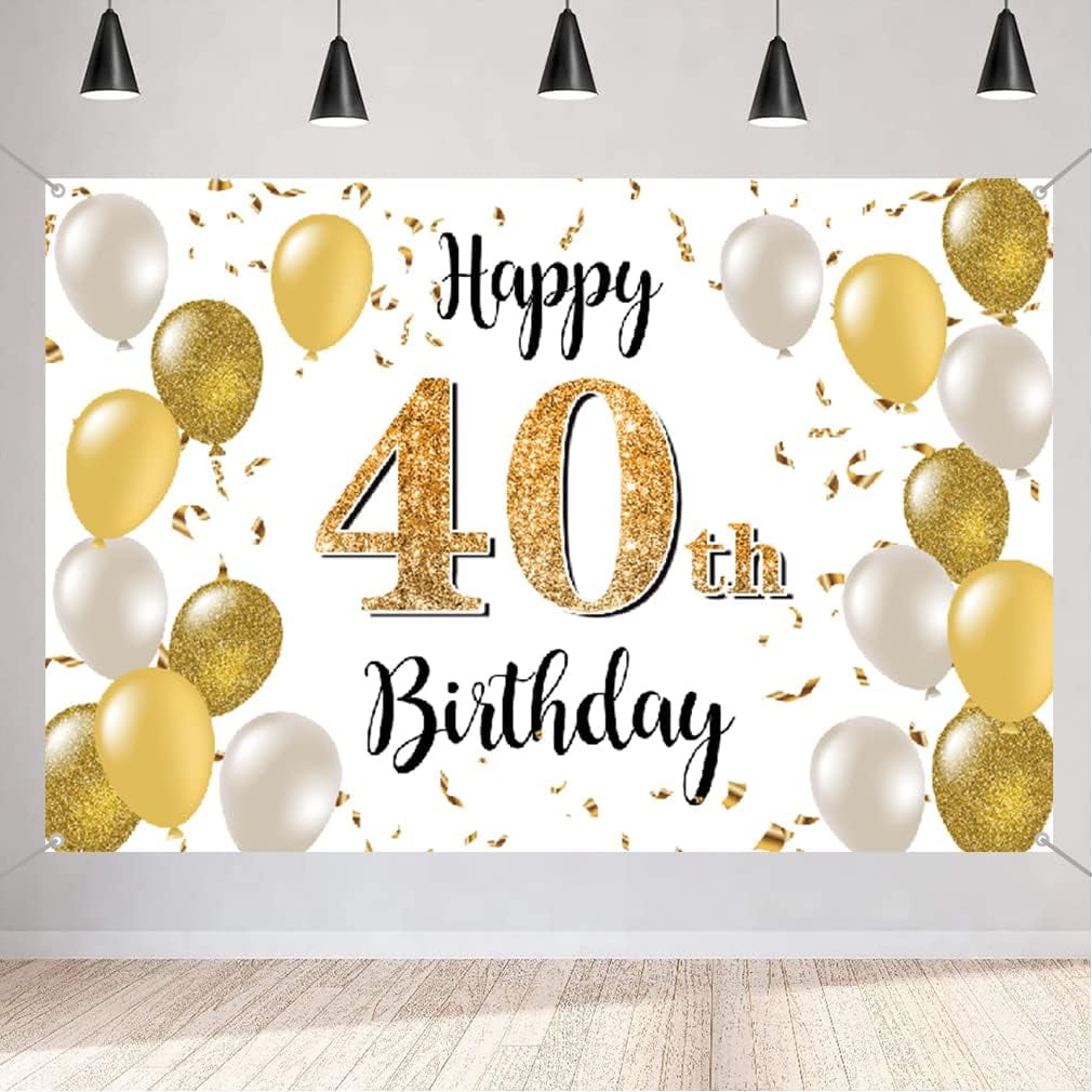 40th Birthday Decorations Happy Sign Photo Booth Props Backdrop for Men ...