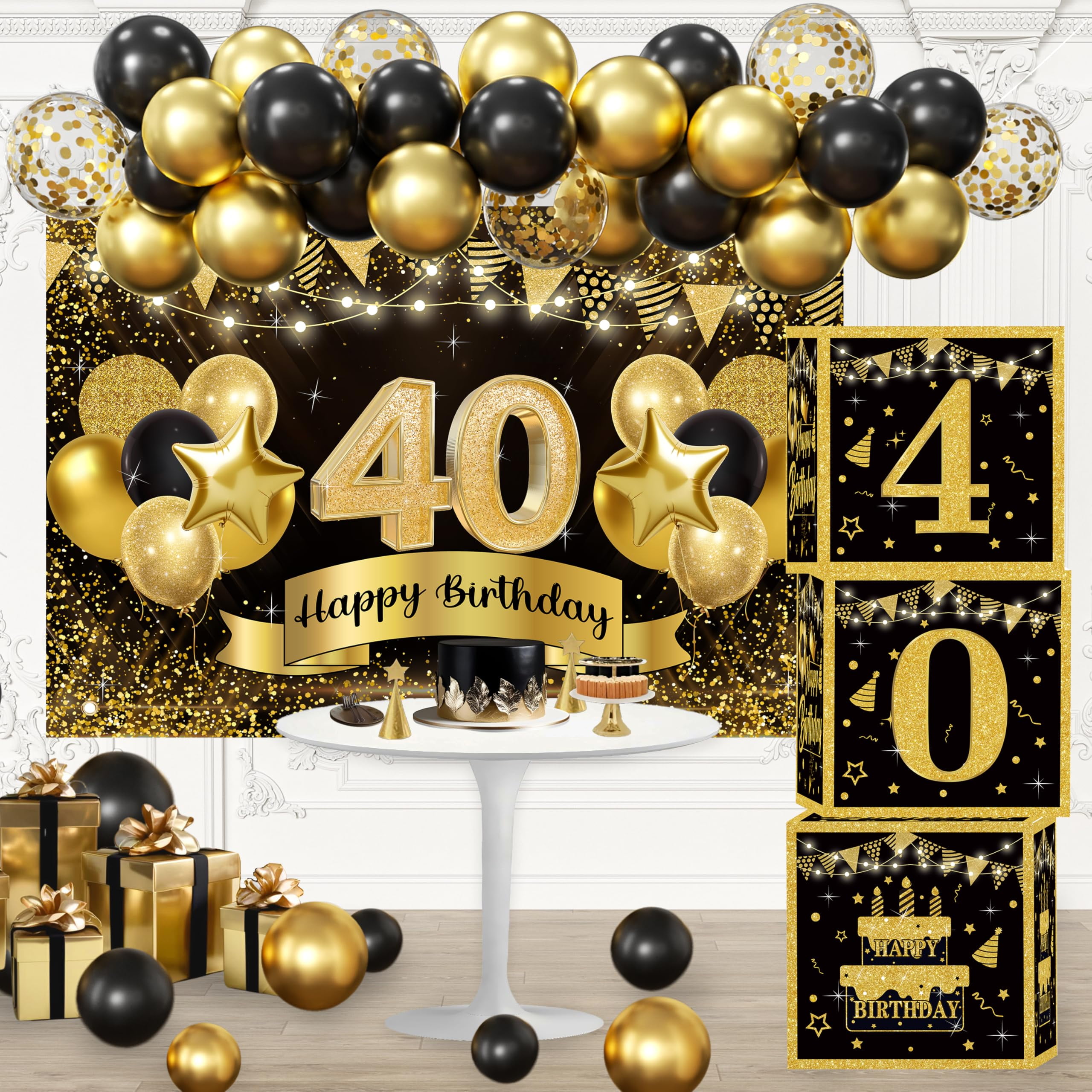 40th Birthday Decorations for IFF17 Men - happy Birthday Party Backdrop ...