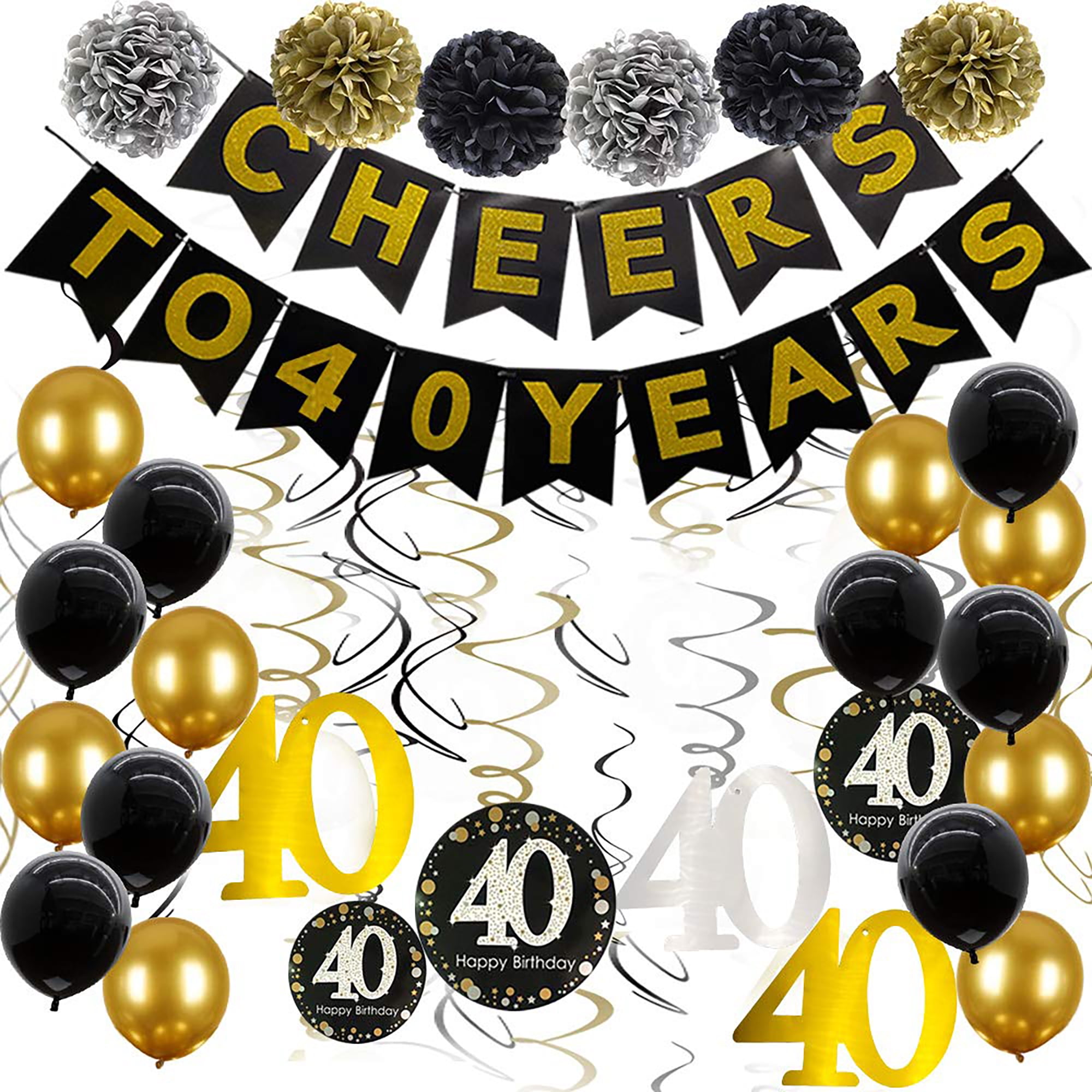 Walmart 40th Birthday Party Decorations for Men and Women, Cheers to 40 ...