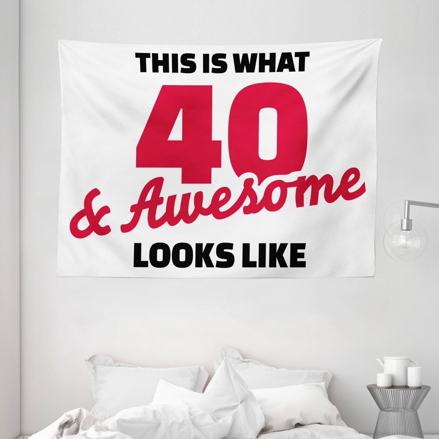 40th Birthday Decorations Tapestry, Forty and Awesome Hilarious ...