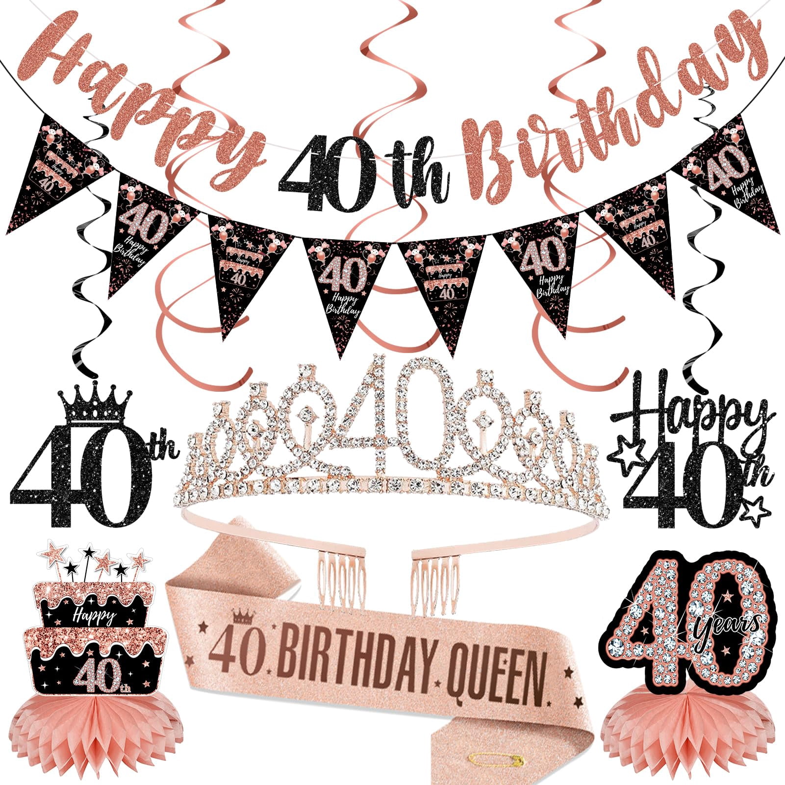 40th Birthday Decorations for Women, 40th Birthday Party Supplies ...