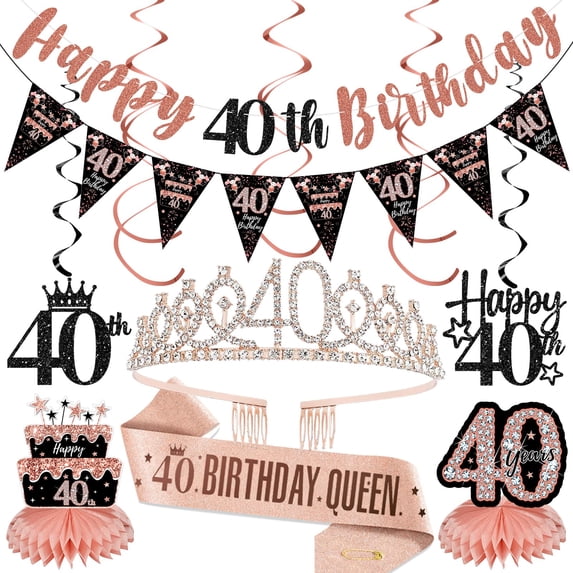 40th Birthday Decorations for Women, 40th Birthday Party Supplies ...
