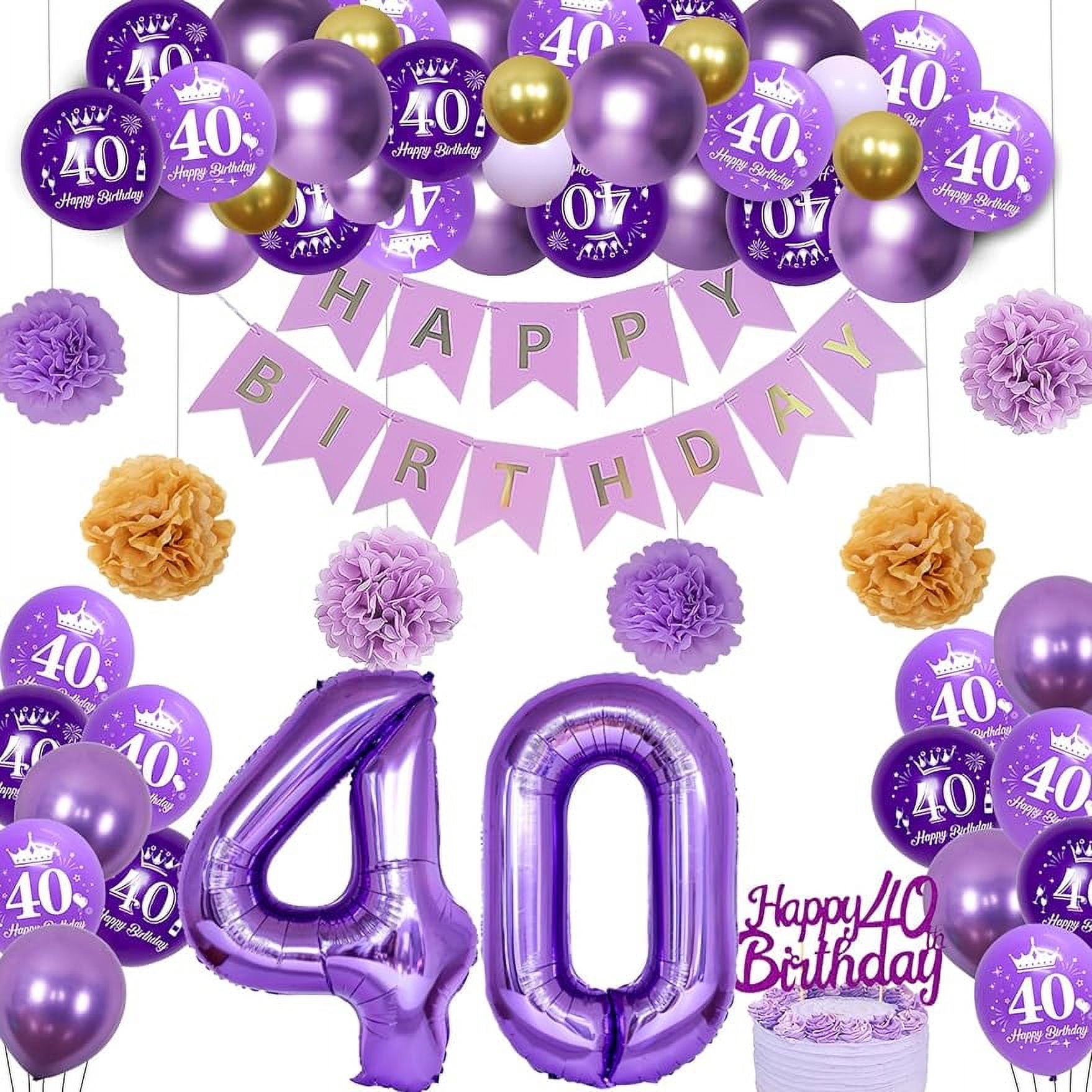 40th Birthday Decorations for Women Purple, Balloon Arch Kit Purple and ...