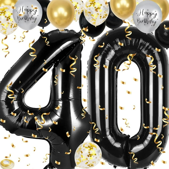 40th Birthday Decorations for Men Women, 40 inch Balloon Numbers, 18 ...