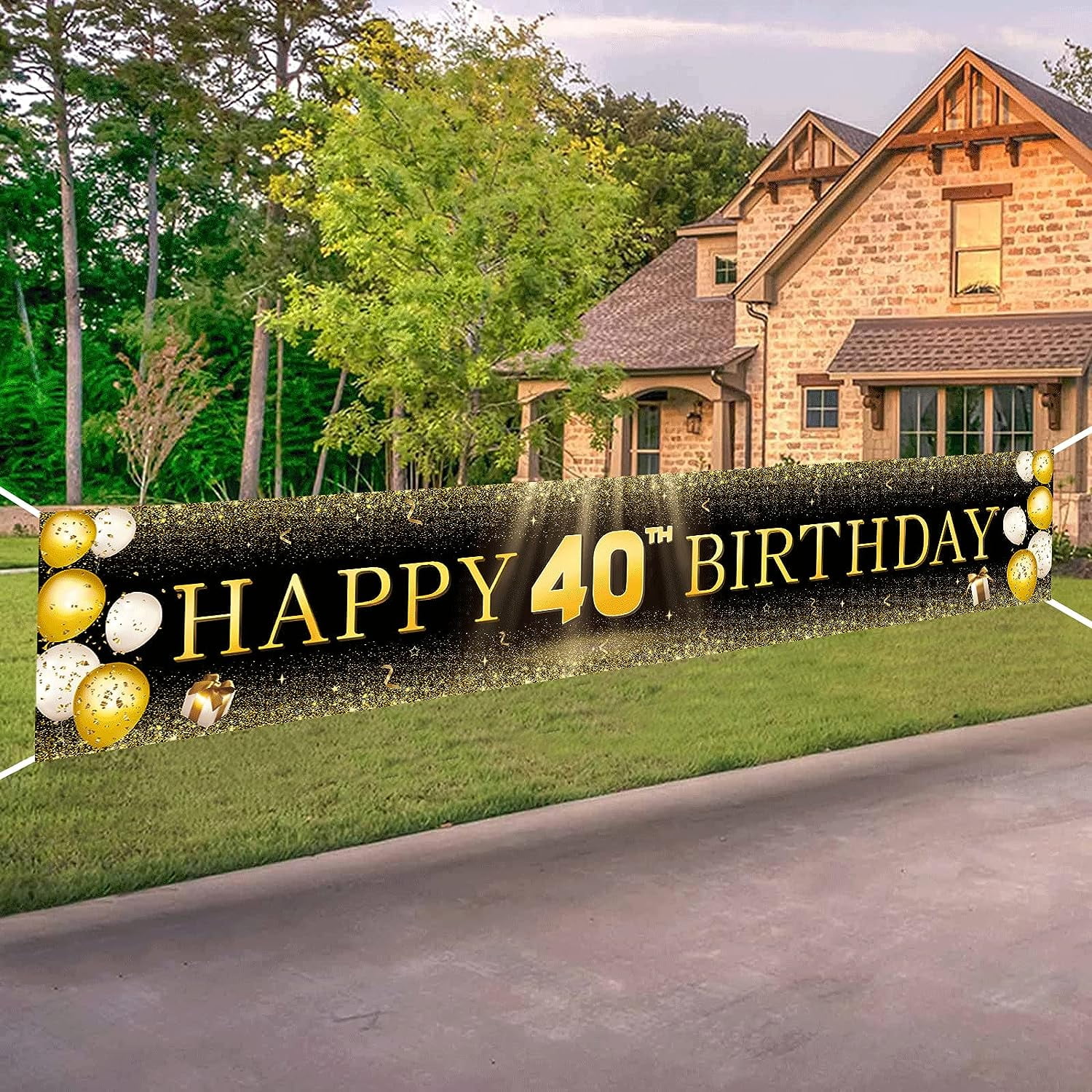 40th Birthday Decorations for Men Women, Black and Gold Happy 40th ...