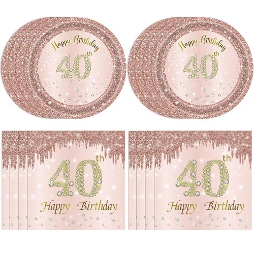 40th Birthday Decorations for Women Rose Gold Forty Year Old Party ...