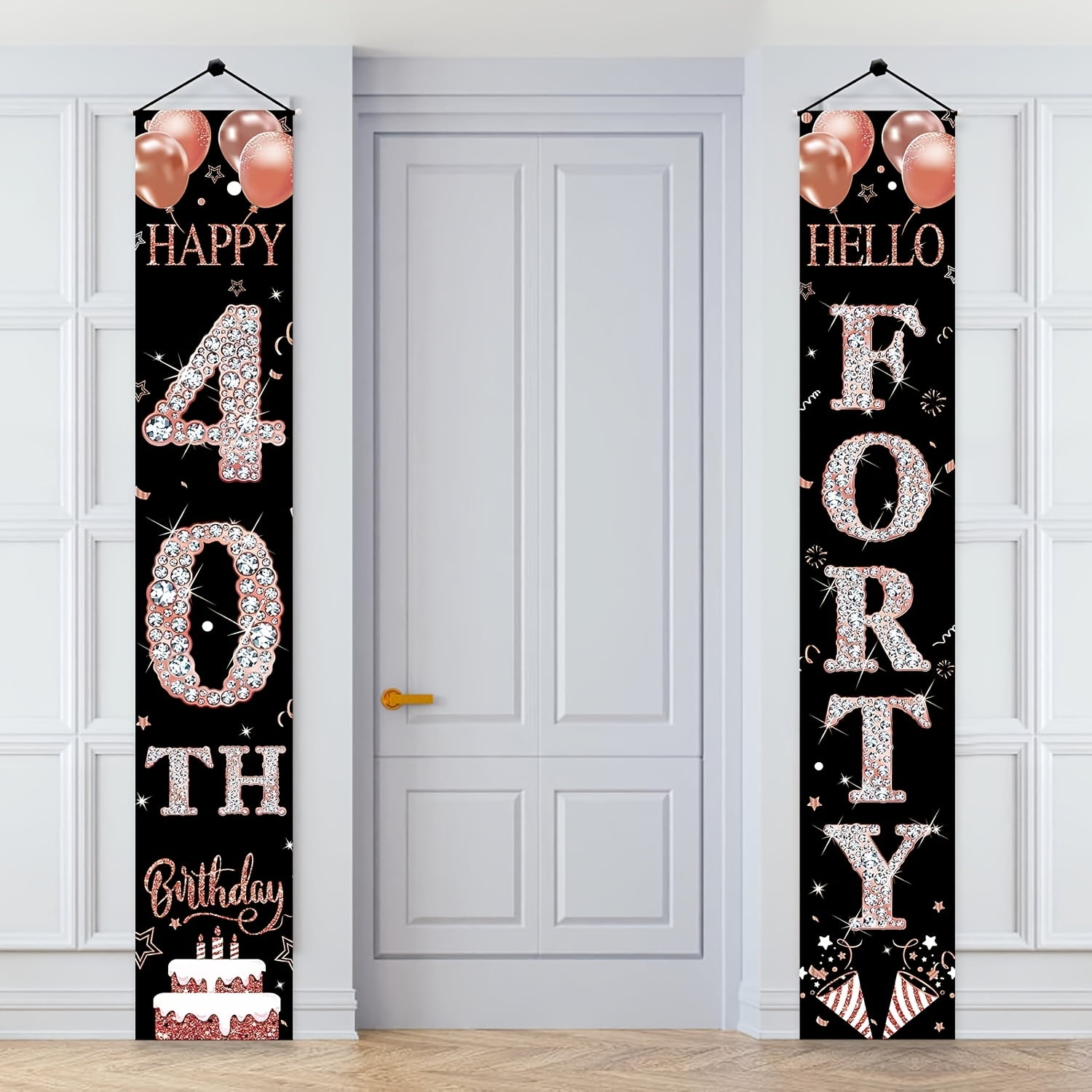 40th Birthday Door Pennants, Happy 40th Greetings Forty Door Signs ...