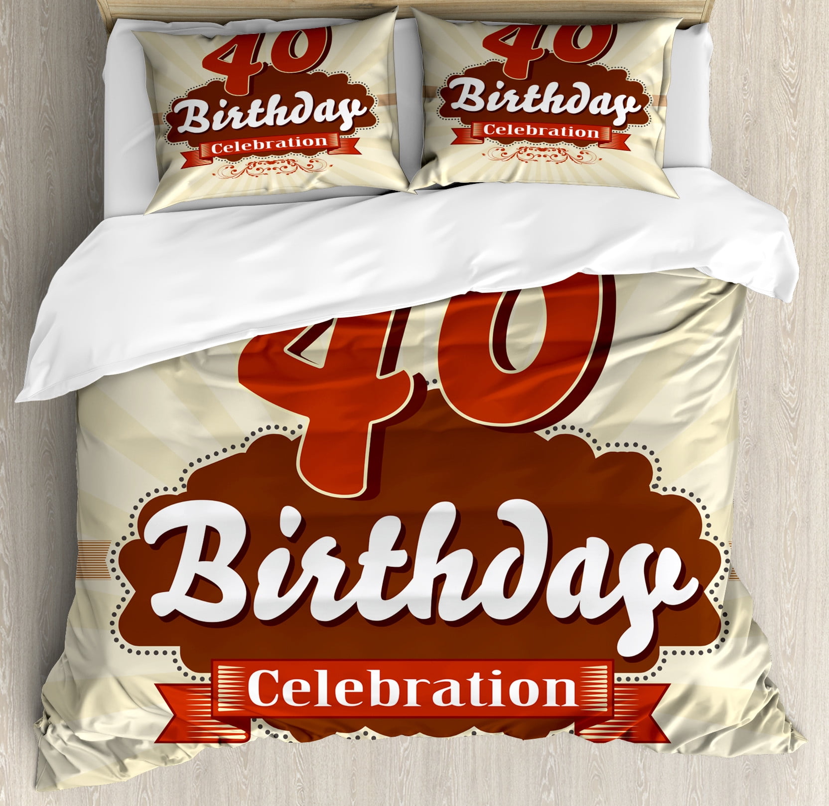 40th Birthday Duvet Cover Set, Vintage Old Fashioned Style Celebration ...
