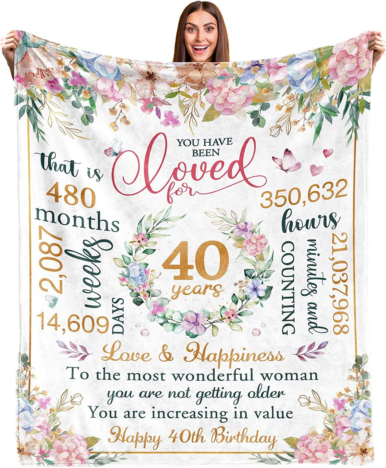 40th Birthday Gifts Women 40th Birthday Decorations Women Happy 40th Birthday Decorations for Women 40th Birthday Gift Ideas for Her Wife Sister Daughter Friend Soft Throw Blanket 50 X 60 Walmart
