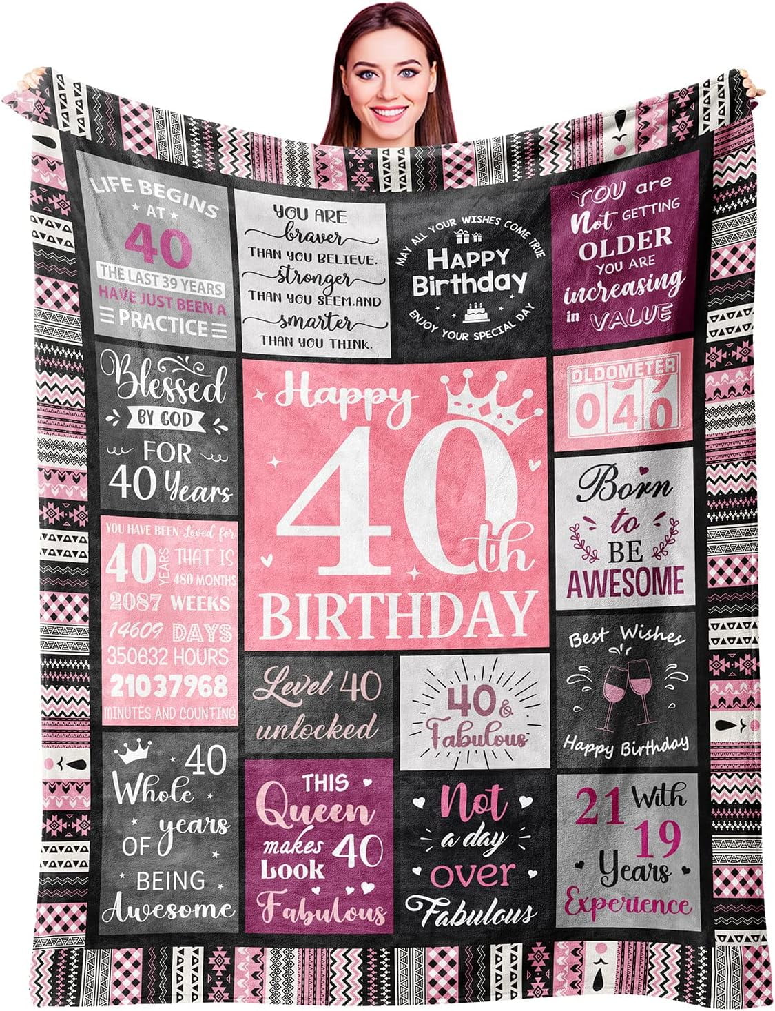 40th Birthday Gifts Women Blanket, 40th Birthday Decorations Women ...