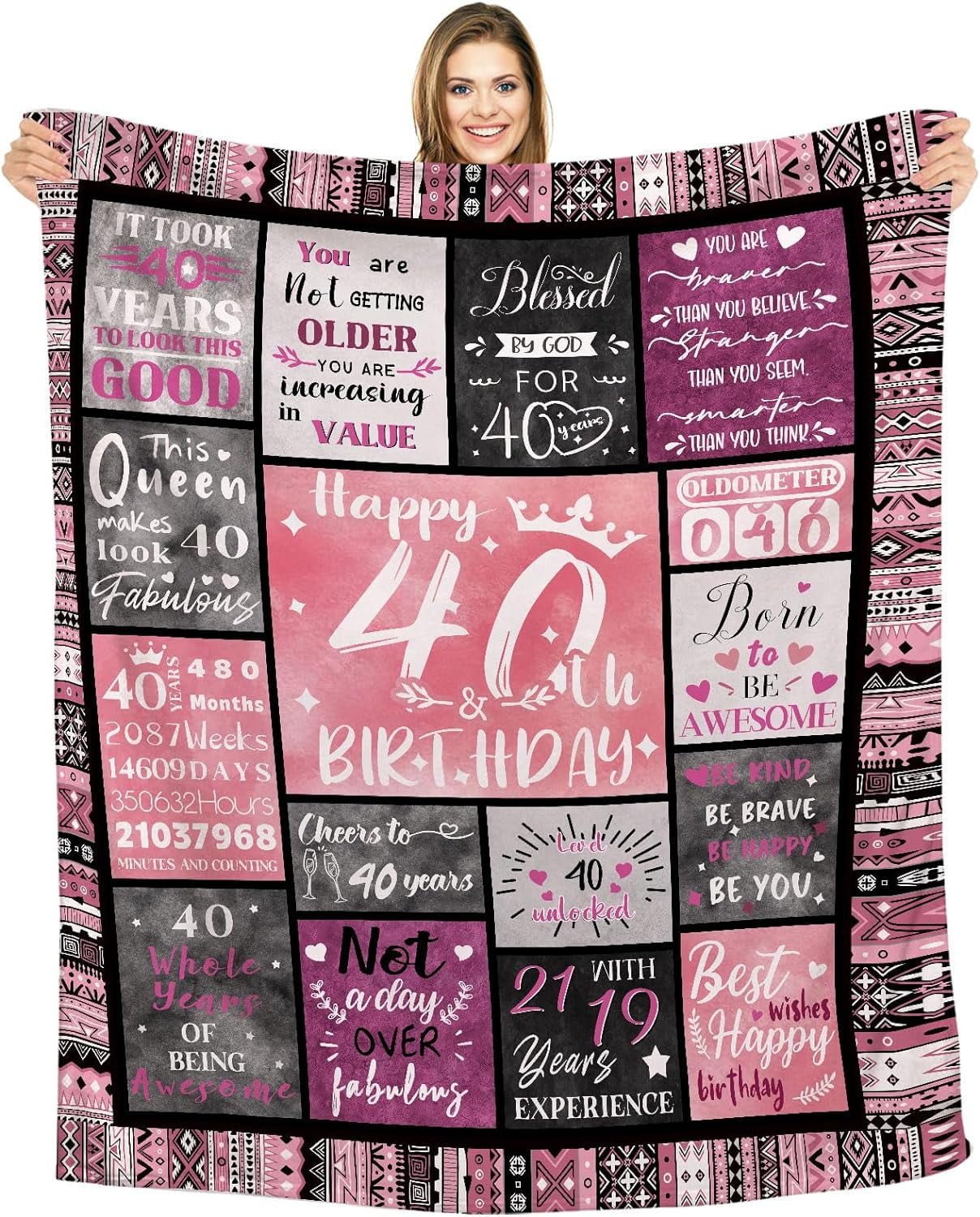 40th Birthday Gifts Women Blanket , Unique Happy 40th Birthday Throw ...