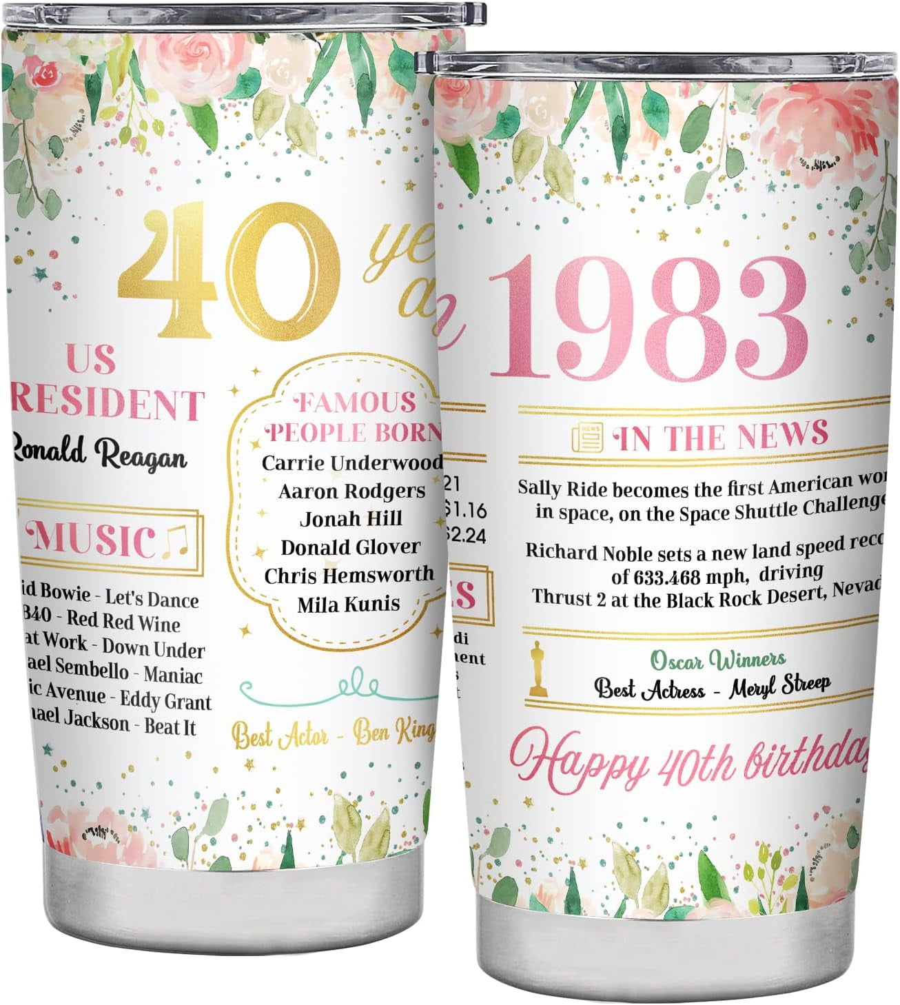 40th Birthday Gifts for Women Friends Tumbler 1983 Birthday Gifts for ...