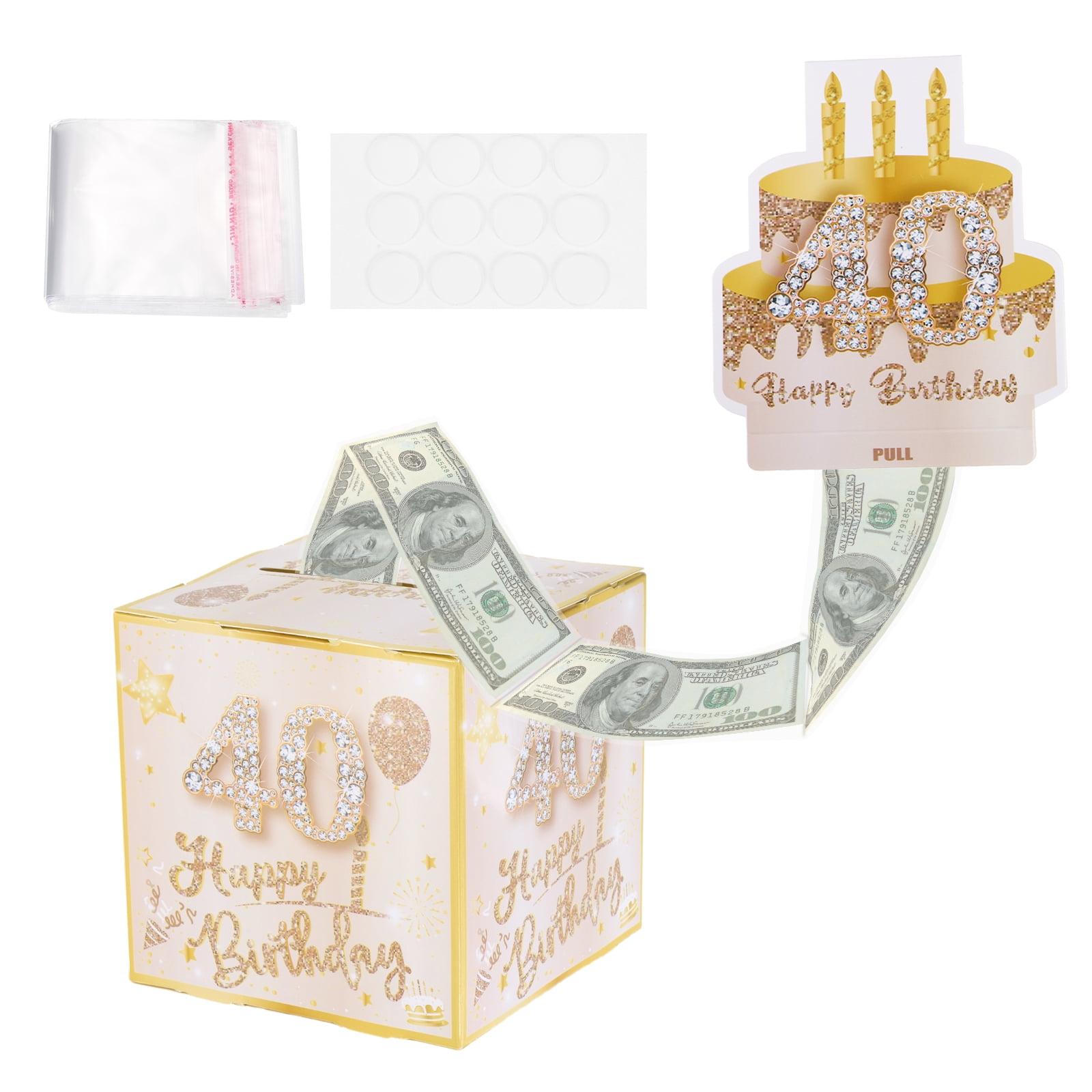 40th Birthday Money Box for Cash Gift, Birthday Money Pull Box with ...