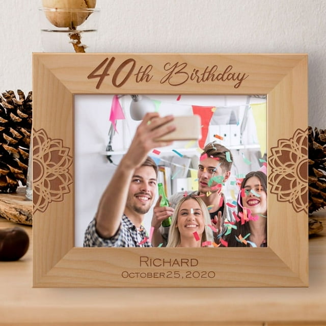 40th Birthday Personalized Wooden Frame-10" x 8" Brown Horizontal ...