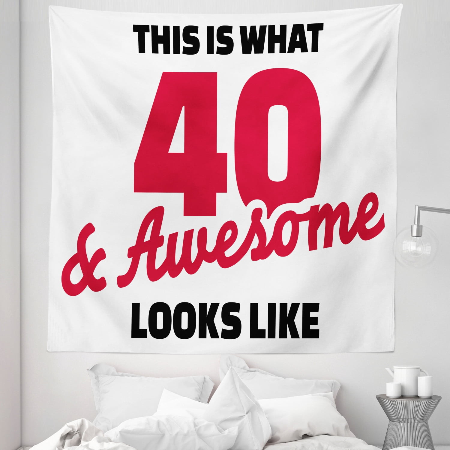 40th Birthday Tapestry, 40 Hilarious Birthday Slogan Cool Humor, Fabric ...