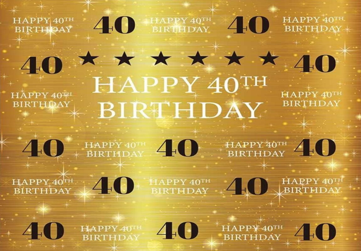 40th Birthday rations Backdrop Banner Happy 40th Birthday Background ...
