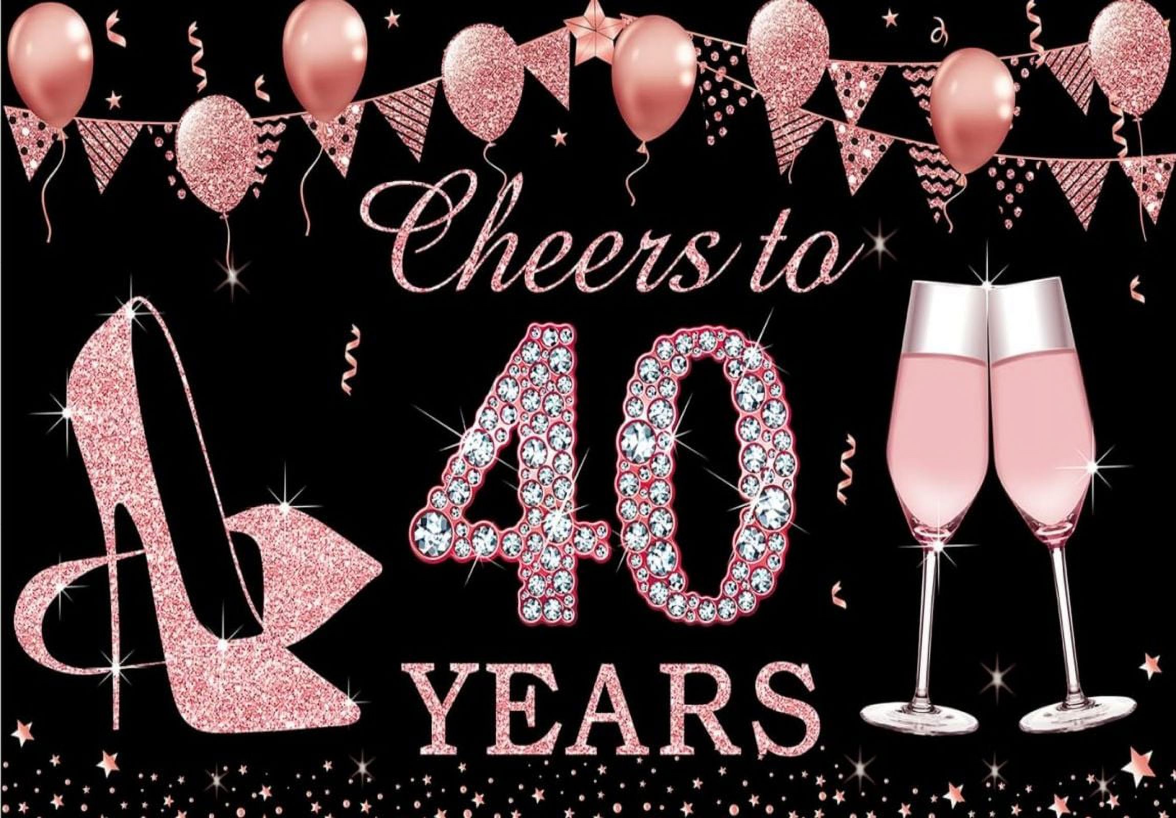 40th Birthday rations Cheers to 40 Years Banner Rose Gold 40 Year Old ...