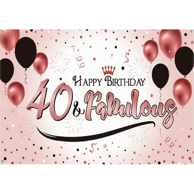 40th Birthday rations Women Pink Rose Gold 40th Birthday Banner ...