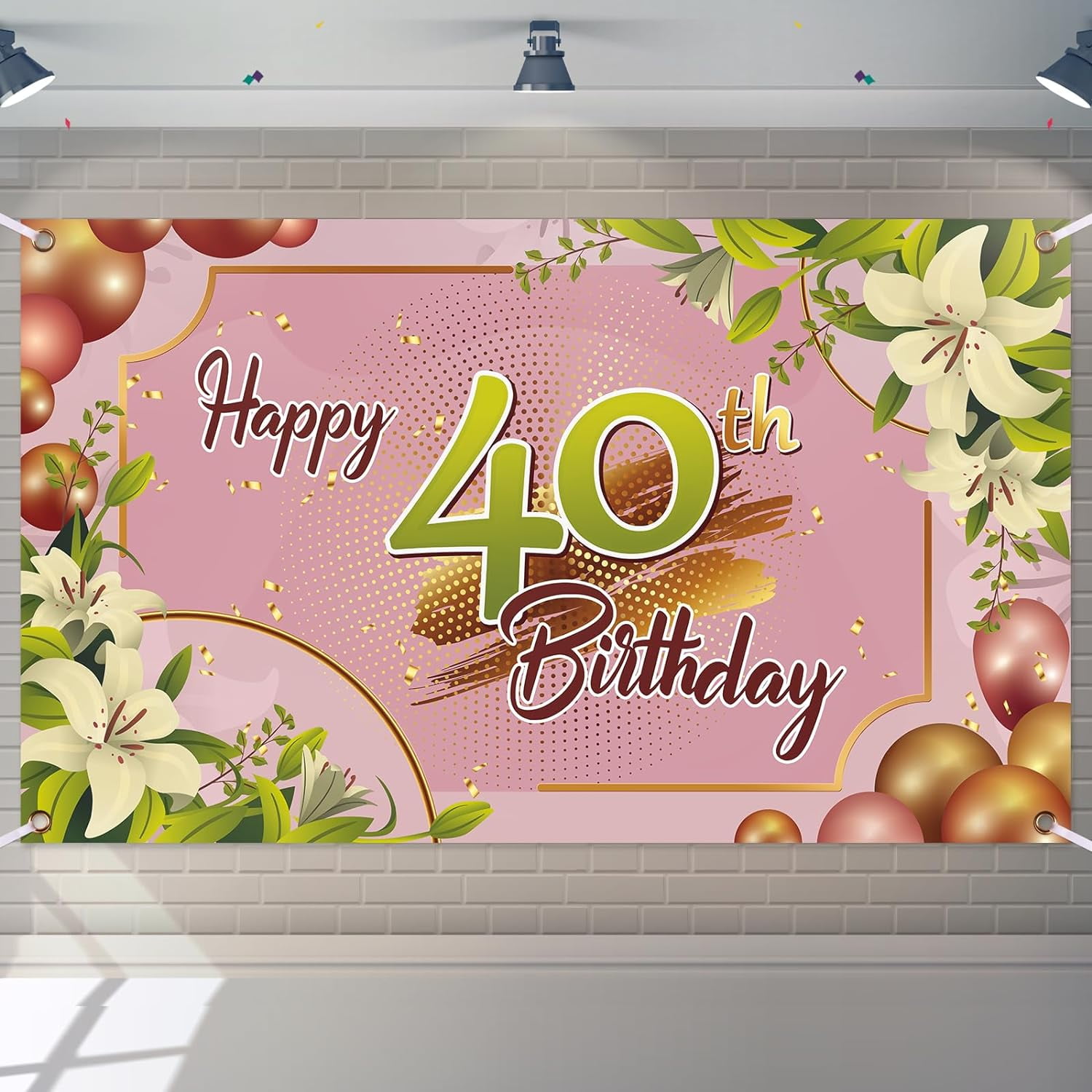 40th Pink Happy Birthday Banner Happy Birthday Decorations Backdrop ...