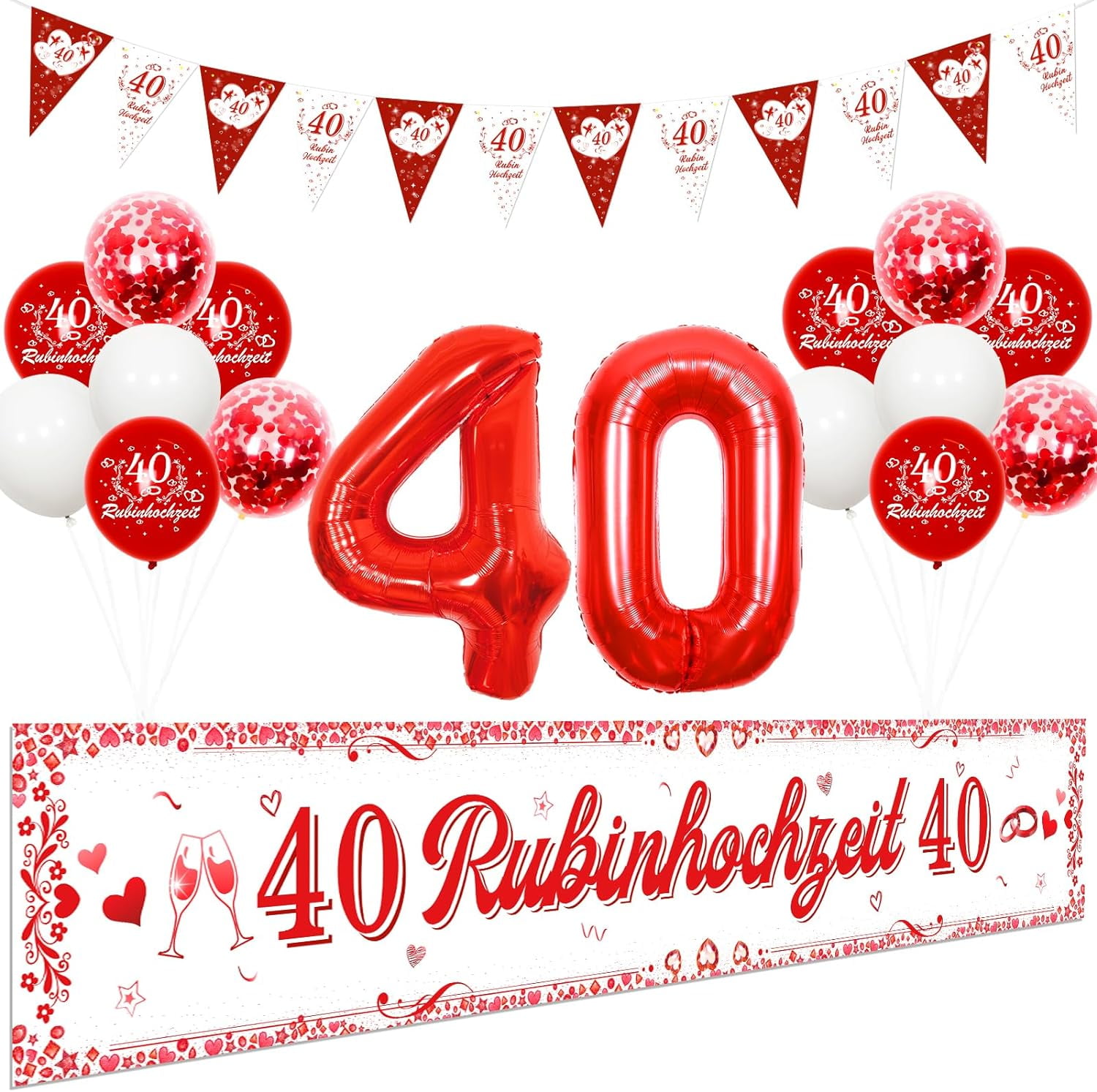 40th Wedding Anniversary Decorations, Happy Ruby Wedding Anniversary ...