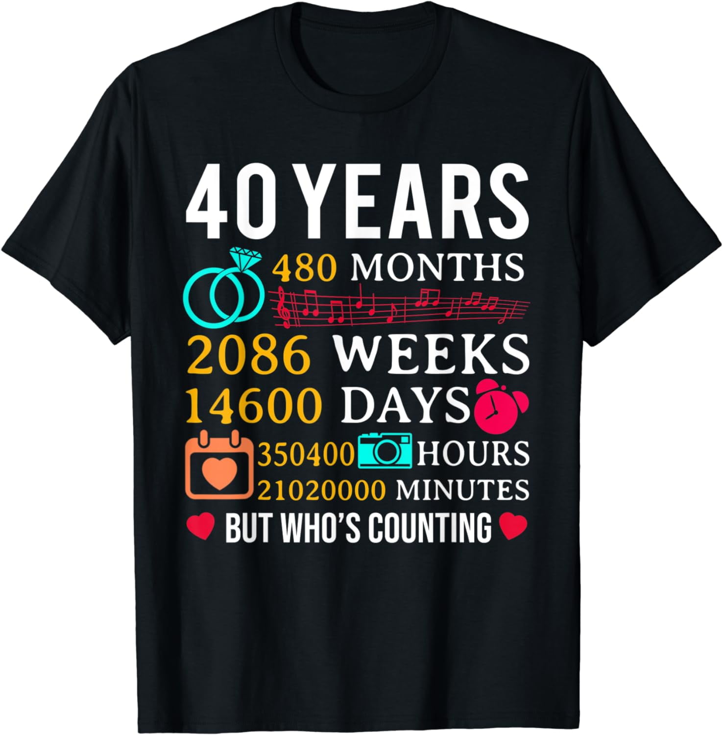 40th Wedding Anniversary Gift T Shirt For Husb Wife Couples - Walmart.com