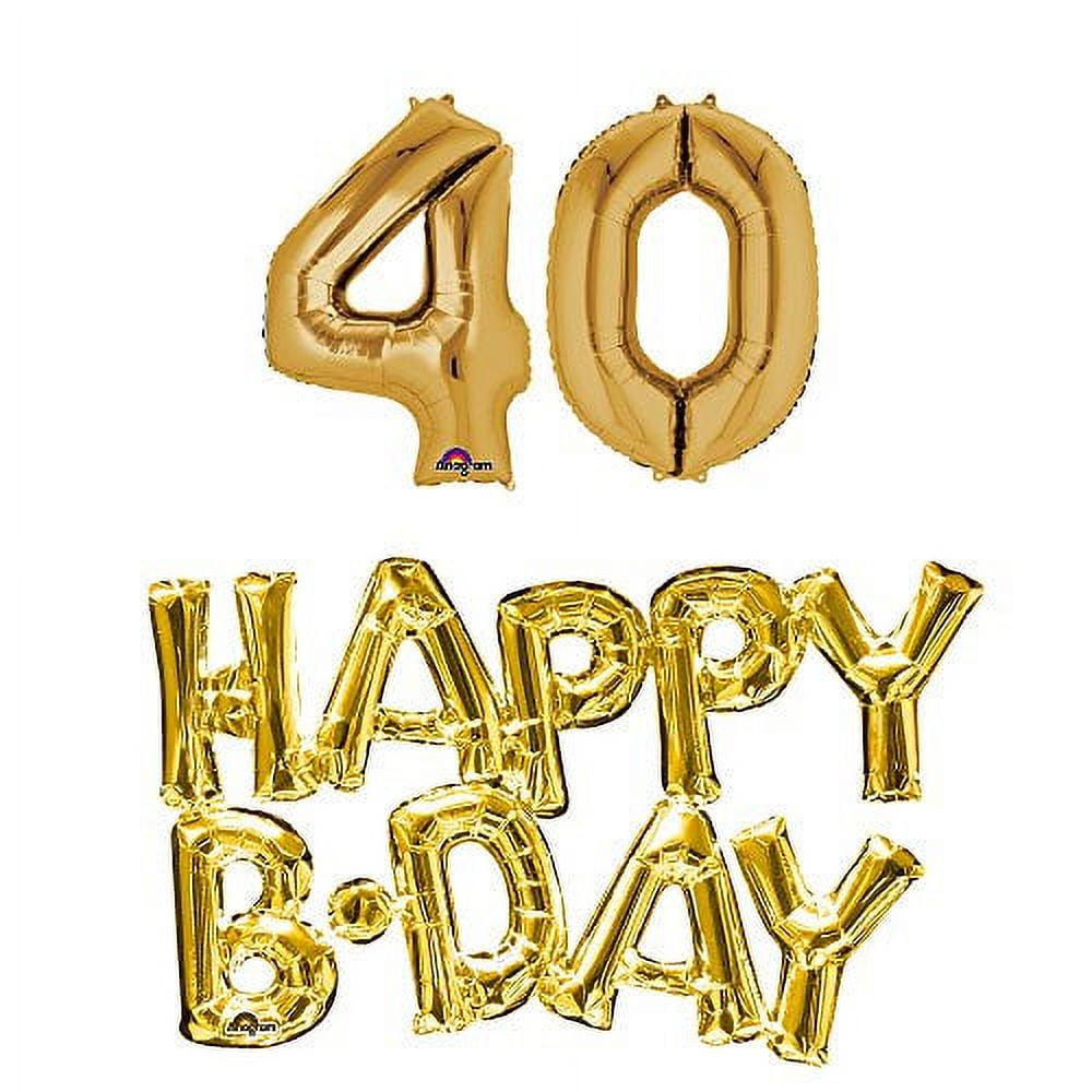 40th birthday party balloons supplies and decorations in Gold - Walmart.com