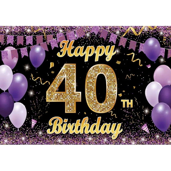 40th rations Women Rose Gold Happy 40th Birthday Backdrop Banner Cheers ...