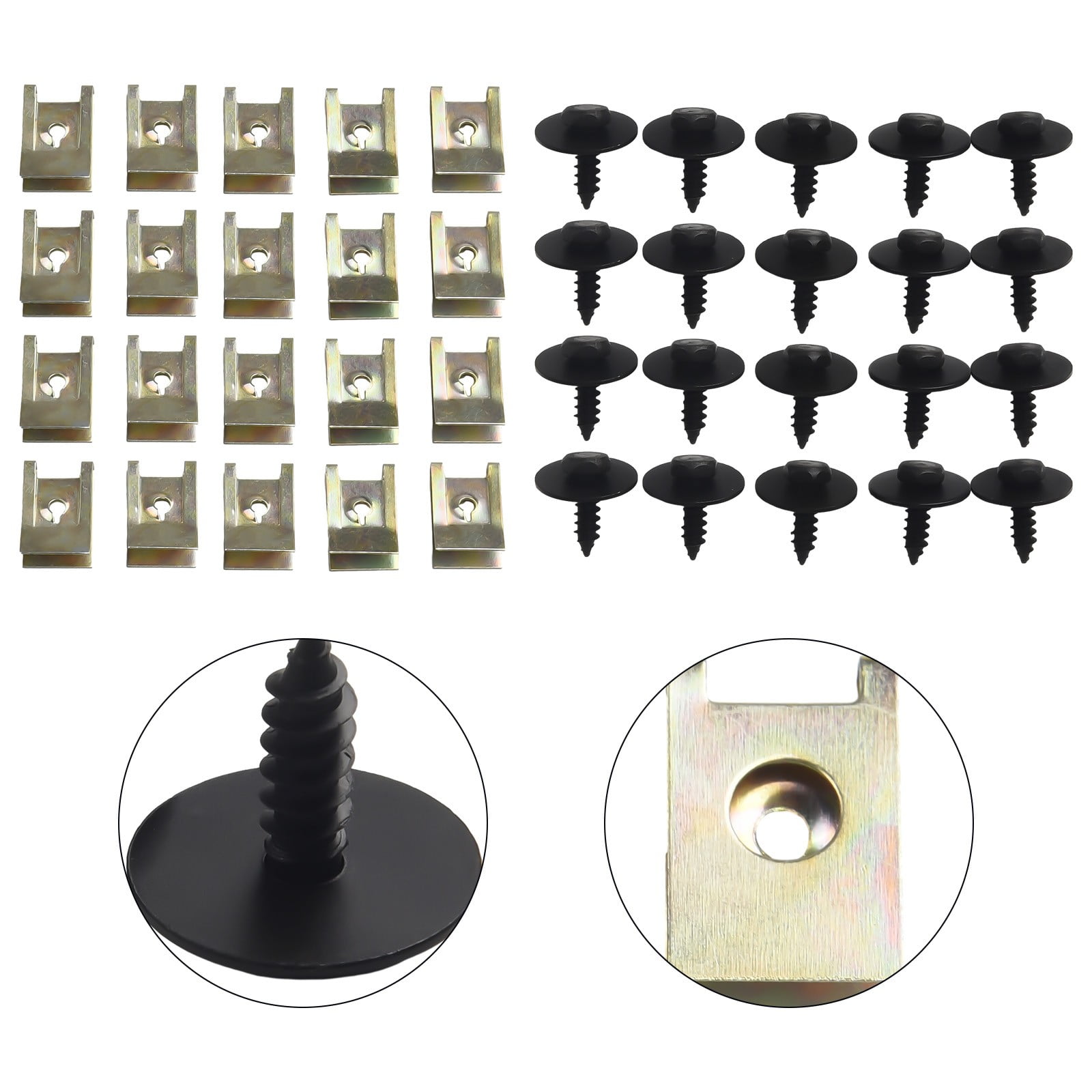 40x Automotive U-nut Bolt Quick Fastening Clip, Hexagonal Head Self ...