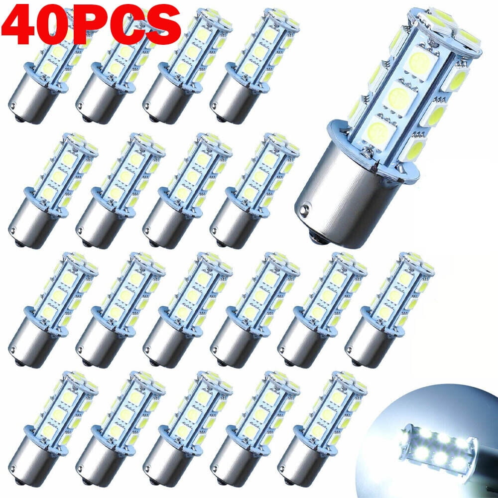 40x Car LED Interior Light Bulbs White 1156 1141 BA15S RV Camper ...