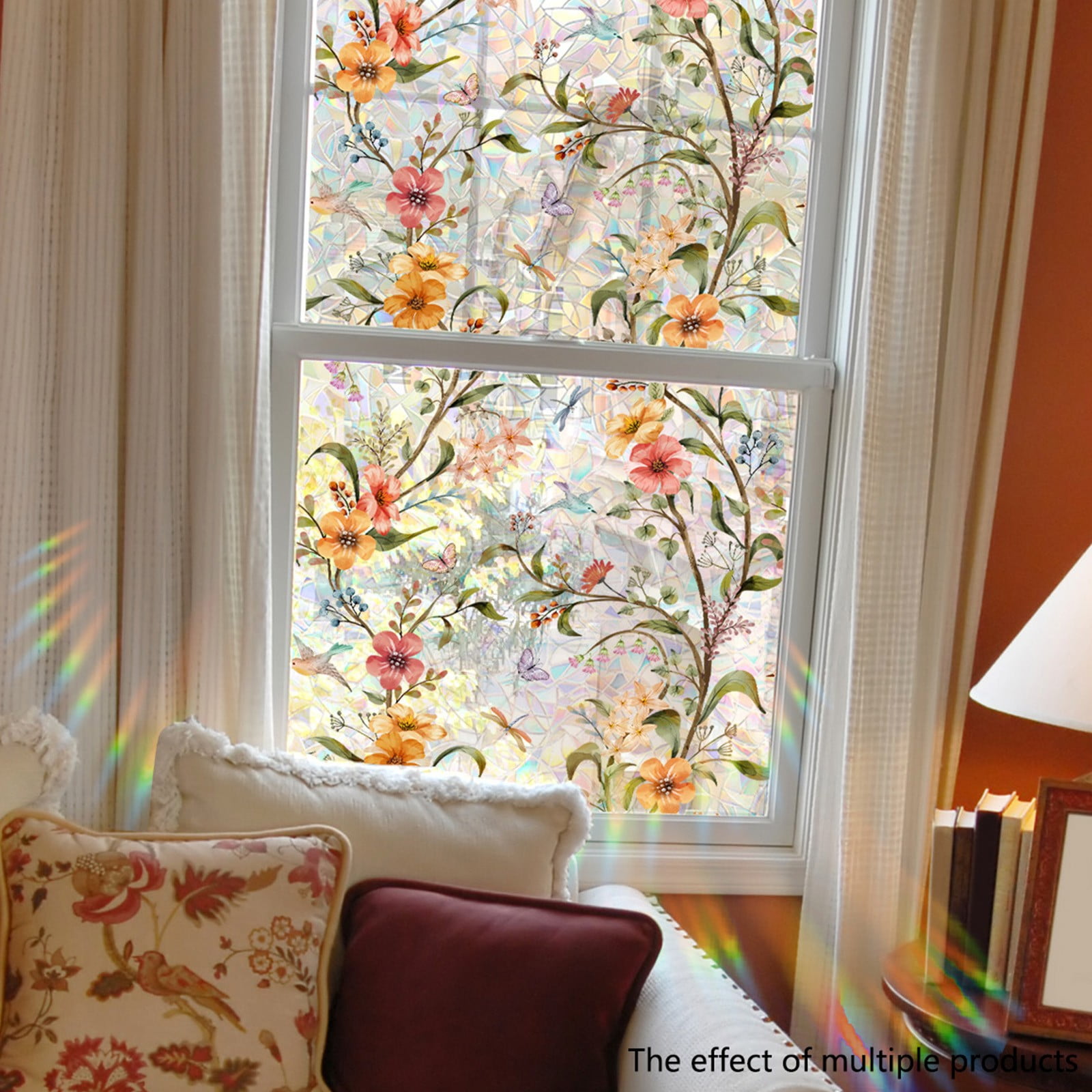 40x100cm Sunflower Window Film & Window Sticker - Vintage Floral Static ...