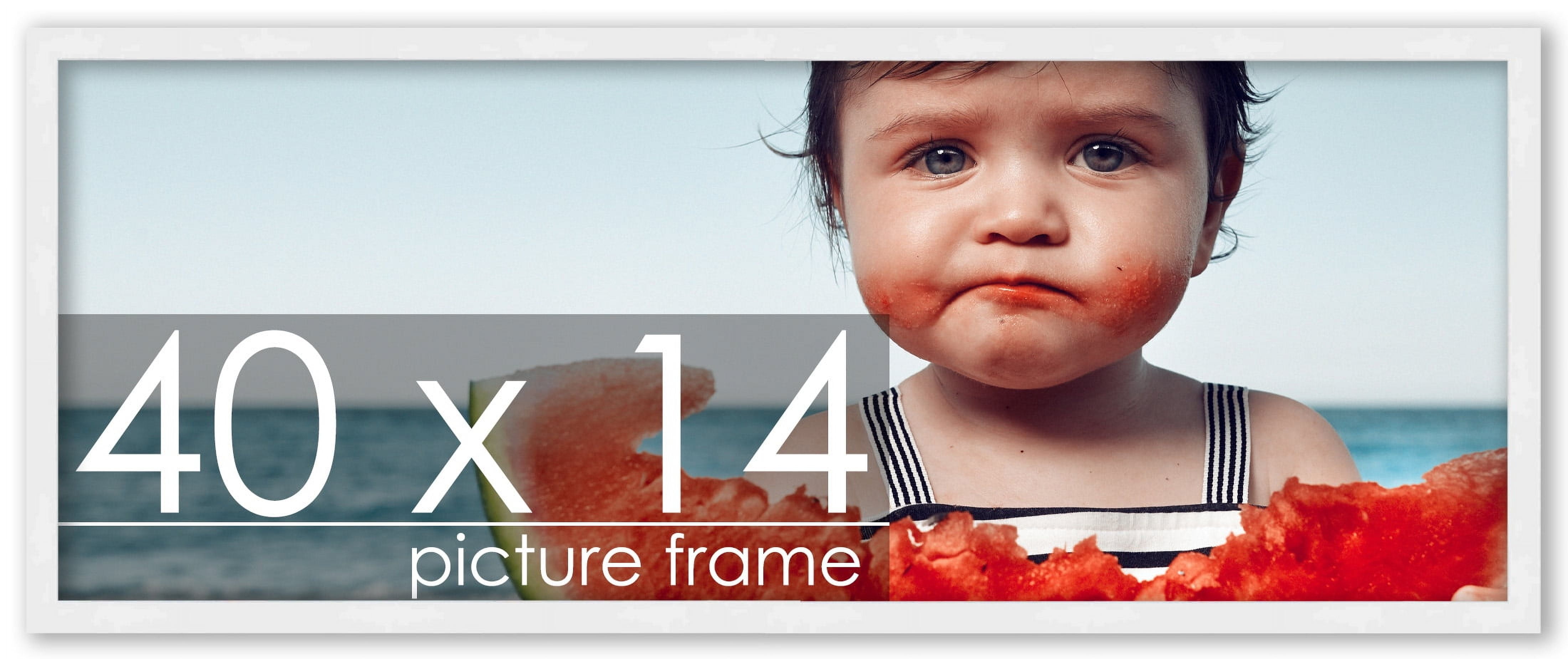 40x14 White Wood Picture Panoramic Frame - UV Acrylic, Foam Board ...