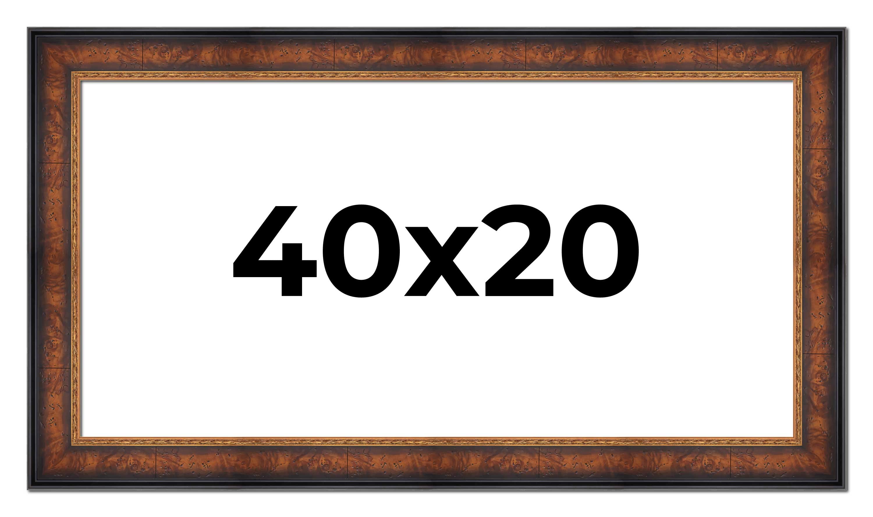 40x20 Frame Brown Walnut Gold Ornate Trim Solid Wood Plein Air Picture ...