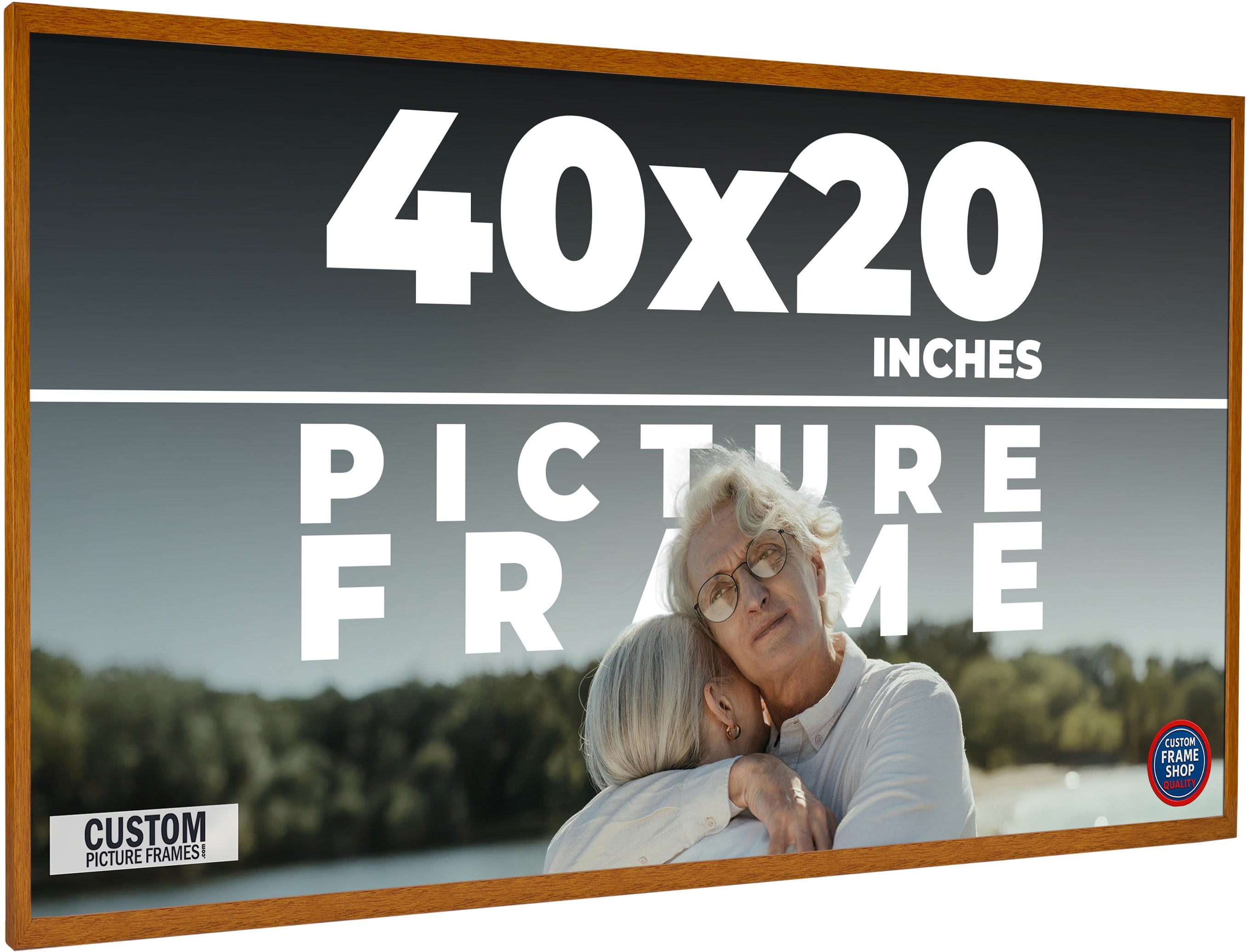 40x20 Honey Brown Real Wood Picture Frame Width 0.75 inches | Interior ...